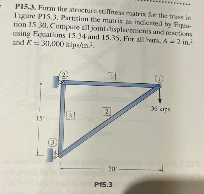 P15.3. Form the structure stiffness matrix for the | Chegg.com