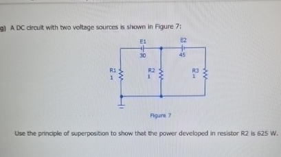 Solved g) ﻿A DC drouit with two voltage sources is shown in | Chegg.com