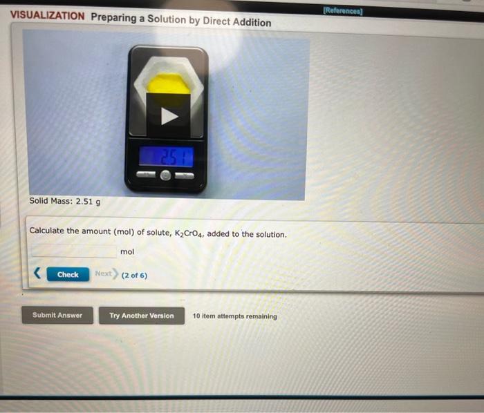 Solved VISUALIZATION Preparing a Solution by Direct Addition | Chegg.com