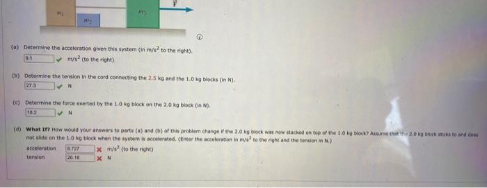 Solved Aswume the three blocks (m1=1.0 kg,m2=2.0 kg, and | Chegg.com