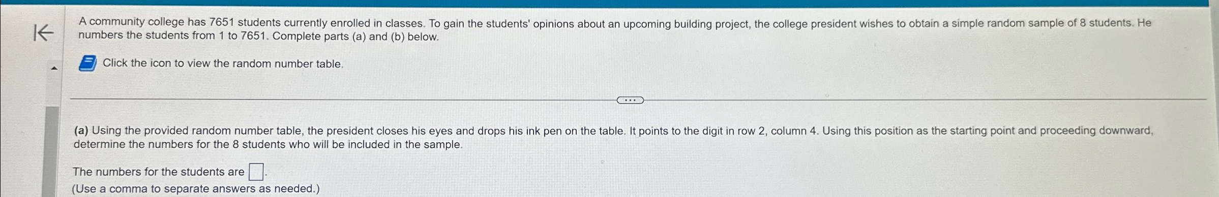 numbers the students from 1 ﻿to 7651 . ﻿Complete | Chegg.com