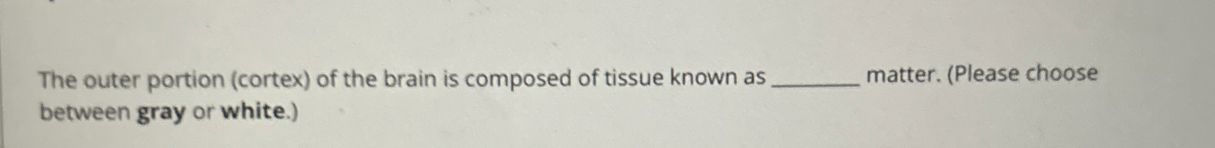Solved The outer portion (cortex) ﻿of the brain is composed | Chegg.com