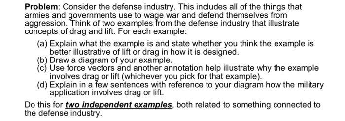Solved Problem: Consider the defense industry. This includes | Chegg.com