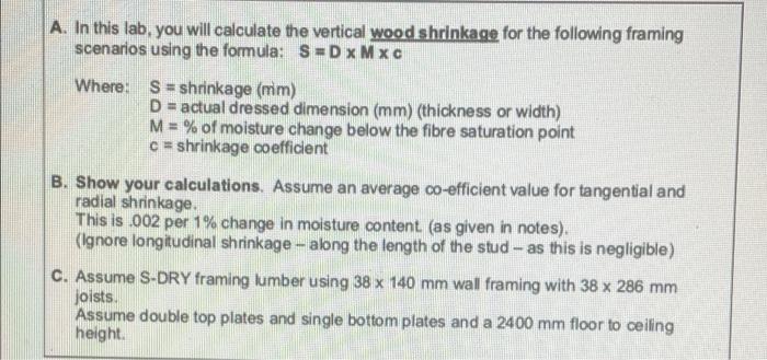 Solved A. In this lab, you will calculate the vertical wood | Chegg.com