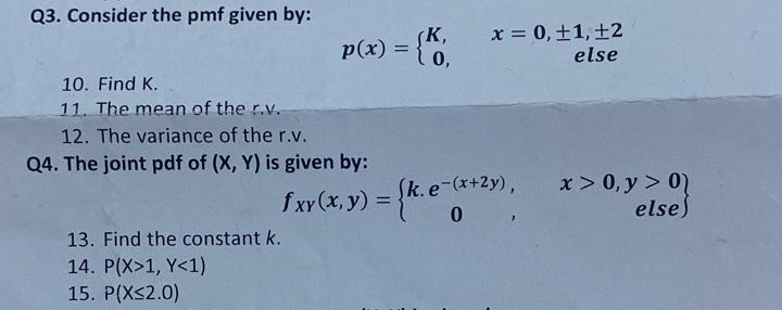 Solved Q3. ﻿Consider the pmf given | Chegg.com