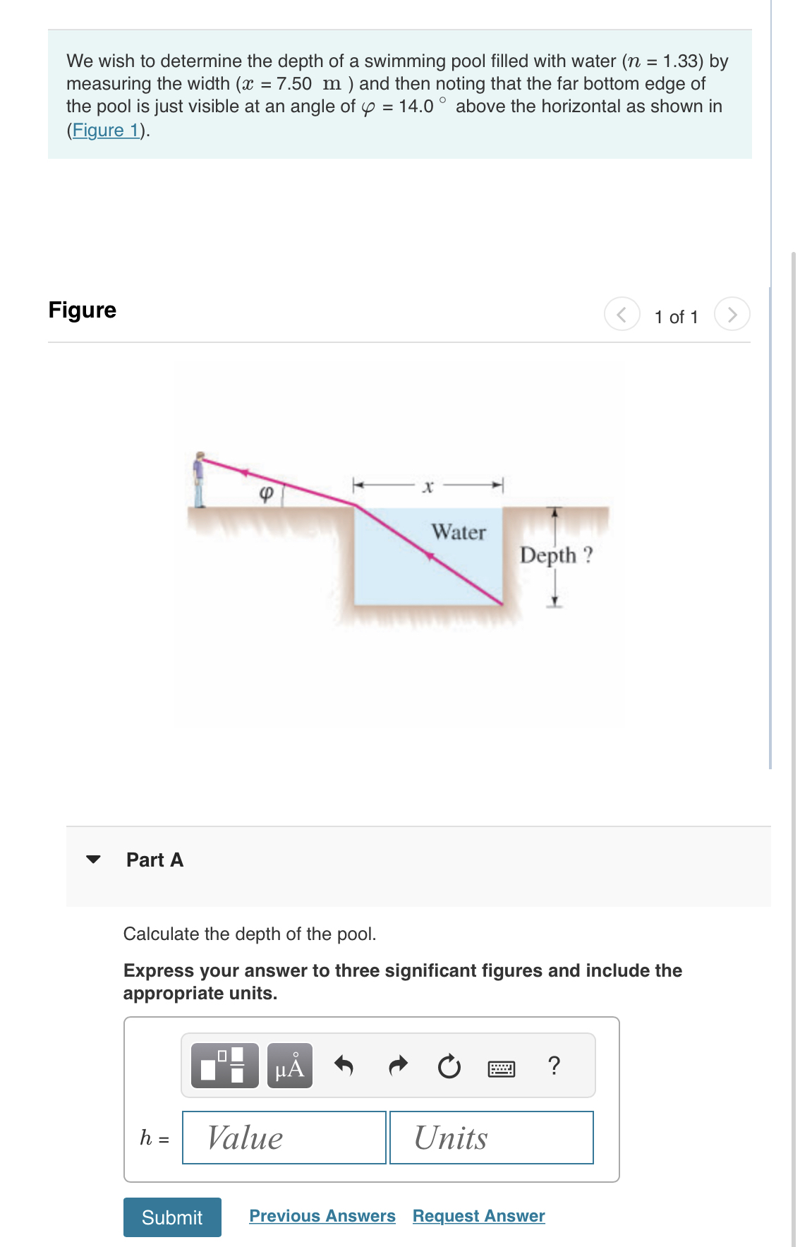 Solved We wish to determine the depth of a swimming pool | Chegg.com