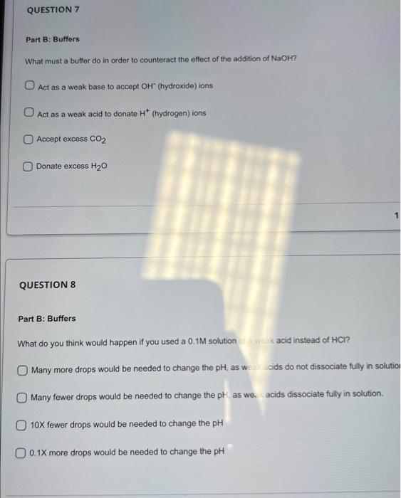 Solved QUESTION 7 Part B: Buffers What must a buffer do in | Chegg.com