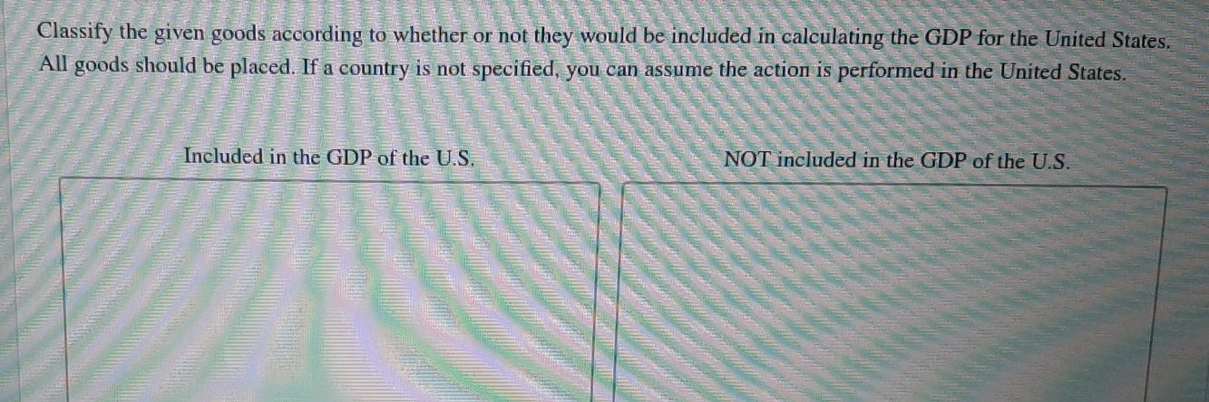 Classify the given goods according to whether or not | Chegg.com
