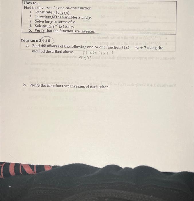 Solved How to... Find the inverse of a one-to-one function | Chegg.com