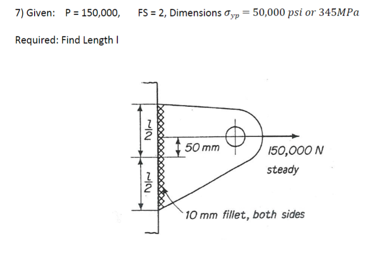 Solved 7. Find the required length of weld L in Fig. 7-28 if | Chegg.com