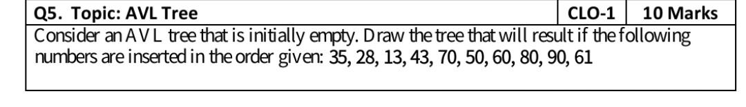 Solved Q5. Topic: AVL Tree CL0-1 10 Marks Consider an AVL | Chegg.com