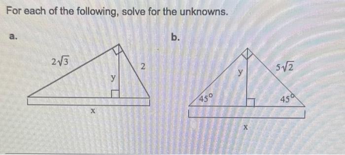 Solved For Each Of The Following Solve For The Unknowns A Chegg