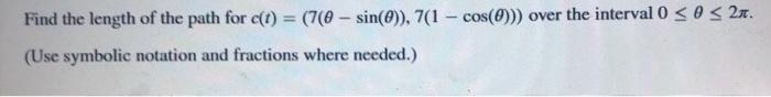 Solved Find the length of the path (2 + 106,9 + 21372) over | Chegg.com
