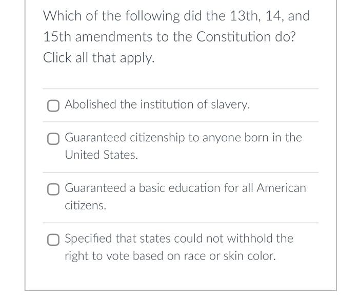 Which of the following did the 13th, 14 , and 15th | Chegg.com