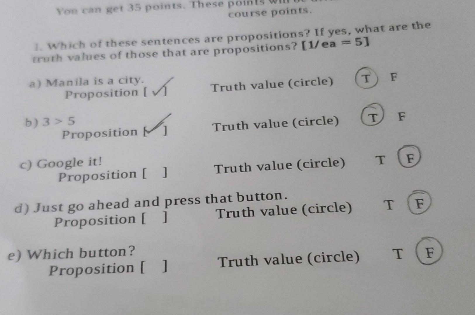 Solved 1. Which of these sentences are propositions? If yes, | Chegg.com