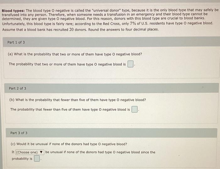 Solved Blood types: The blood type 0 negative is called the | Chegg.com