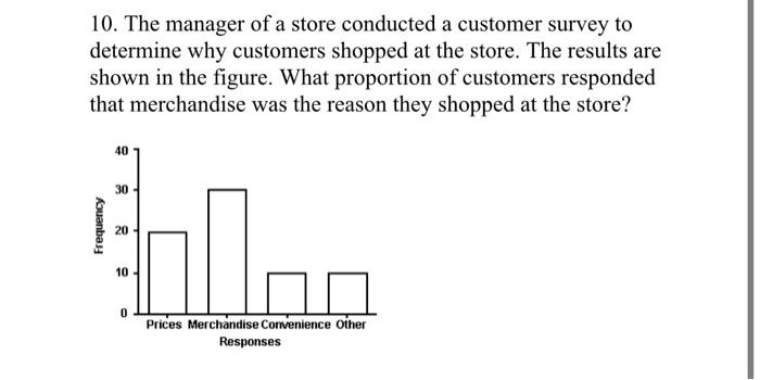 Solved 10. The manager of a store conducted a customer | Chegg.com