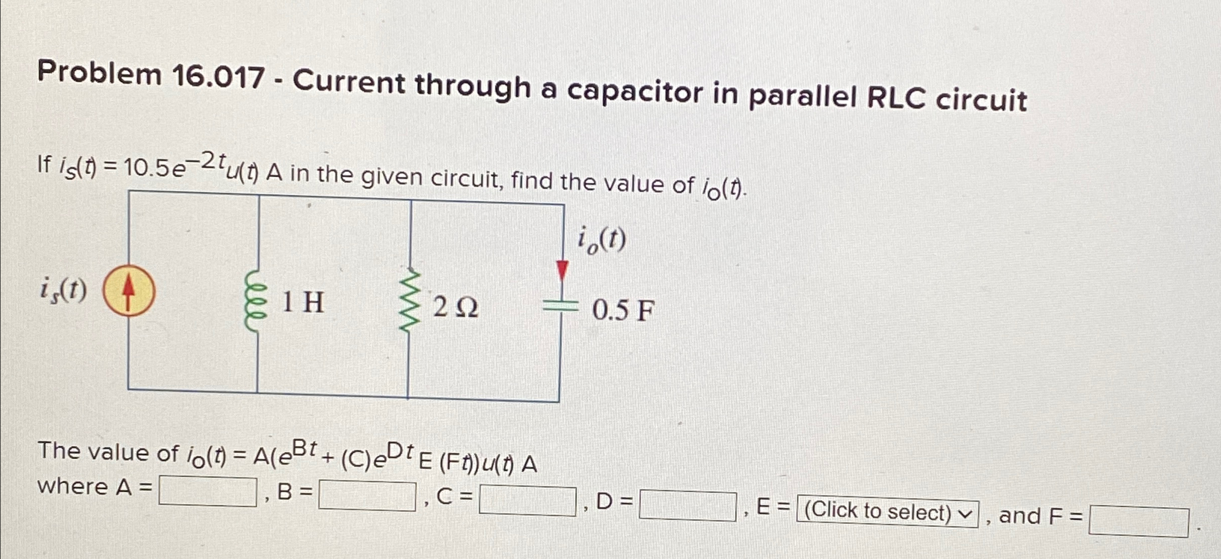 Solved Problem 16.017 - ﻿Current through a capacitor in | Chegg.com