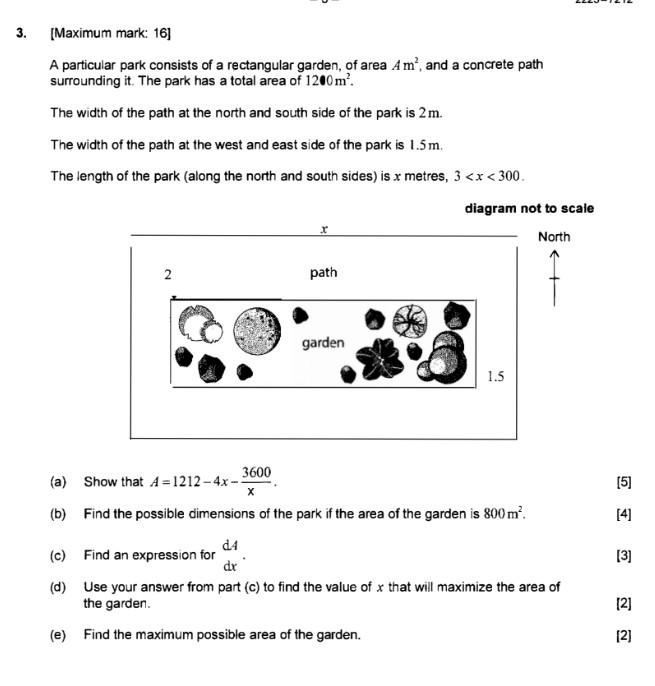 Solved [Maximum mark: 16] A particular park consists of a | Chegg.com
