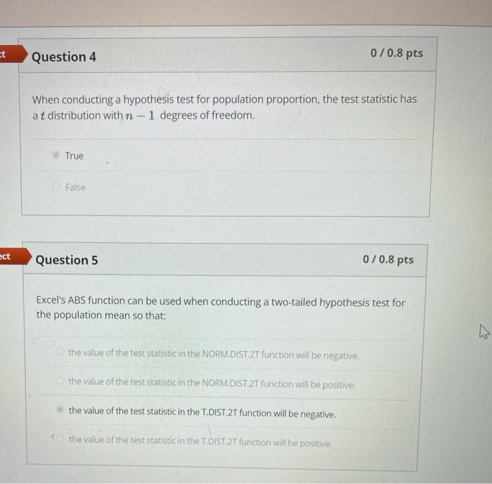 Solved When conducting a hypothesis test for population | Chegg.com