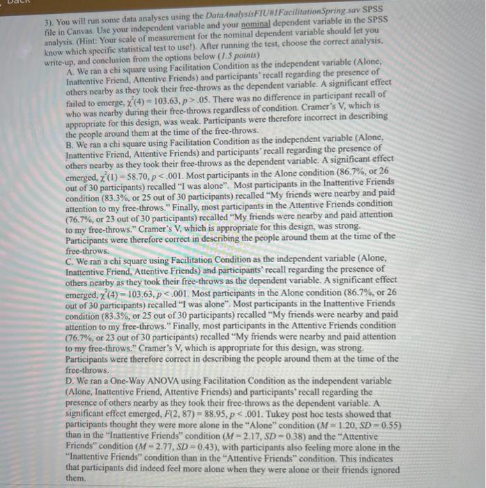 Solved Part One (Use the SPSS | Chegg.com