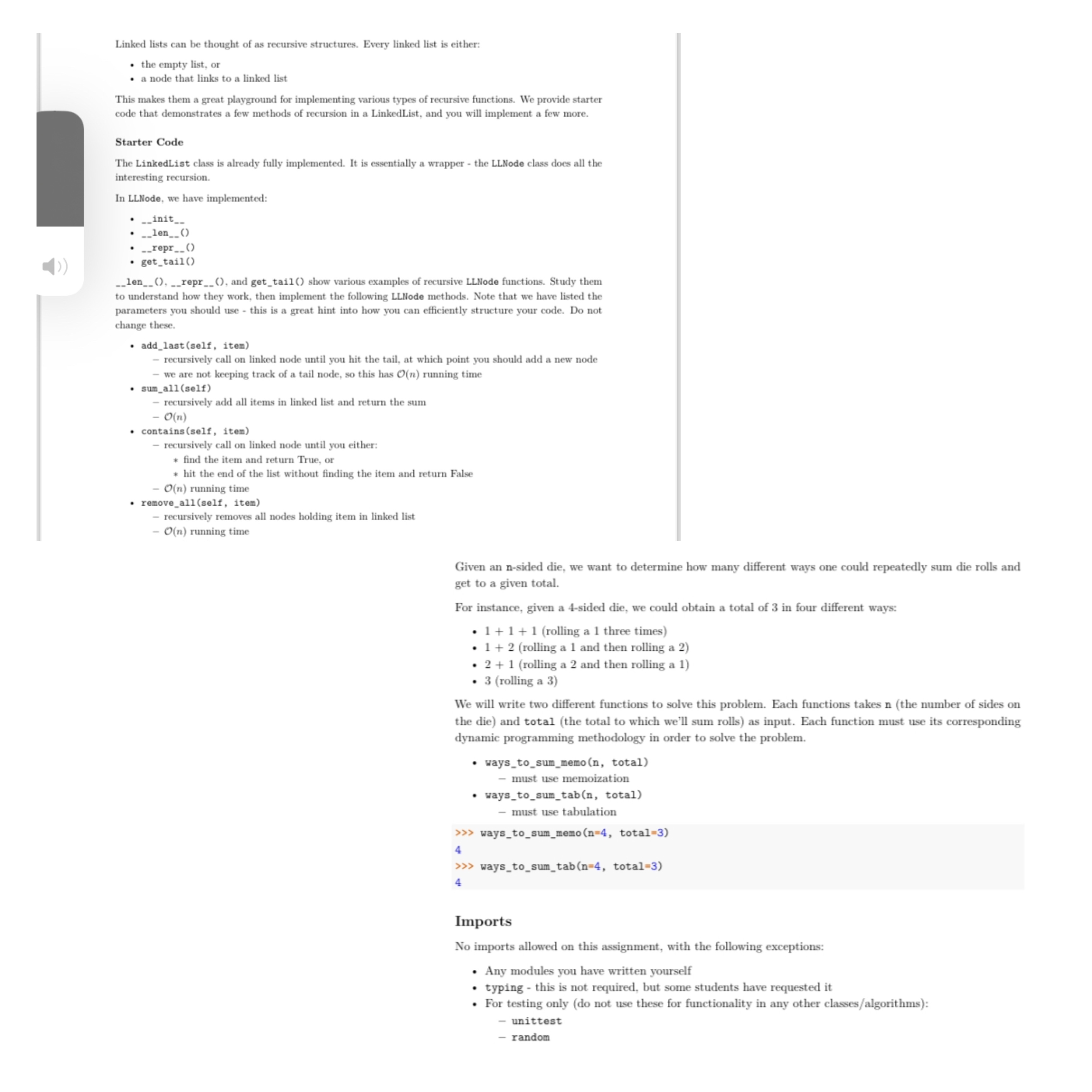 Solved Given an n-sided die, we want to determine how many | Chegg.com
