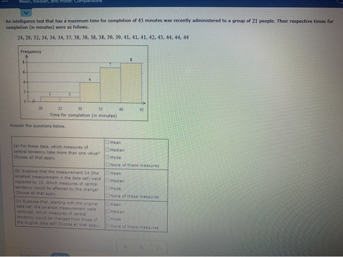 Solved Meon, median, and mode: An intelligence test that has | Chegg.com