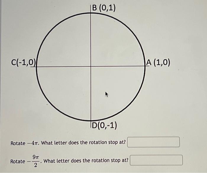 Solved Rotate −4π. What letter does the rotation stop at? | Chegg.com