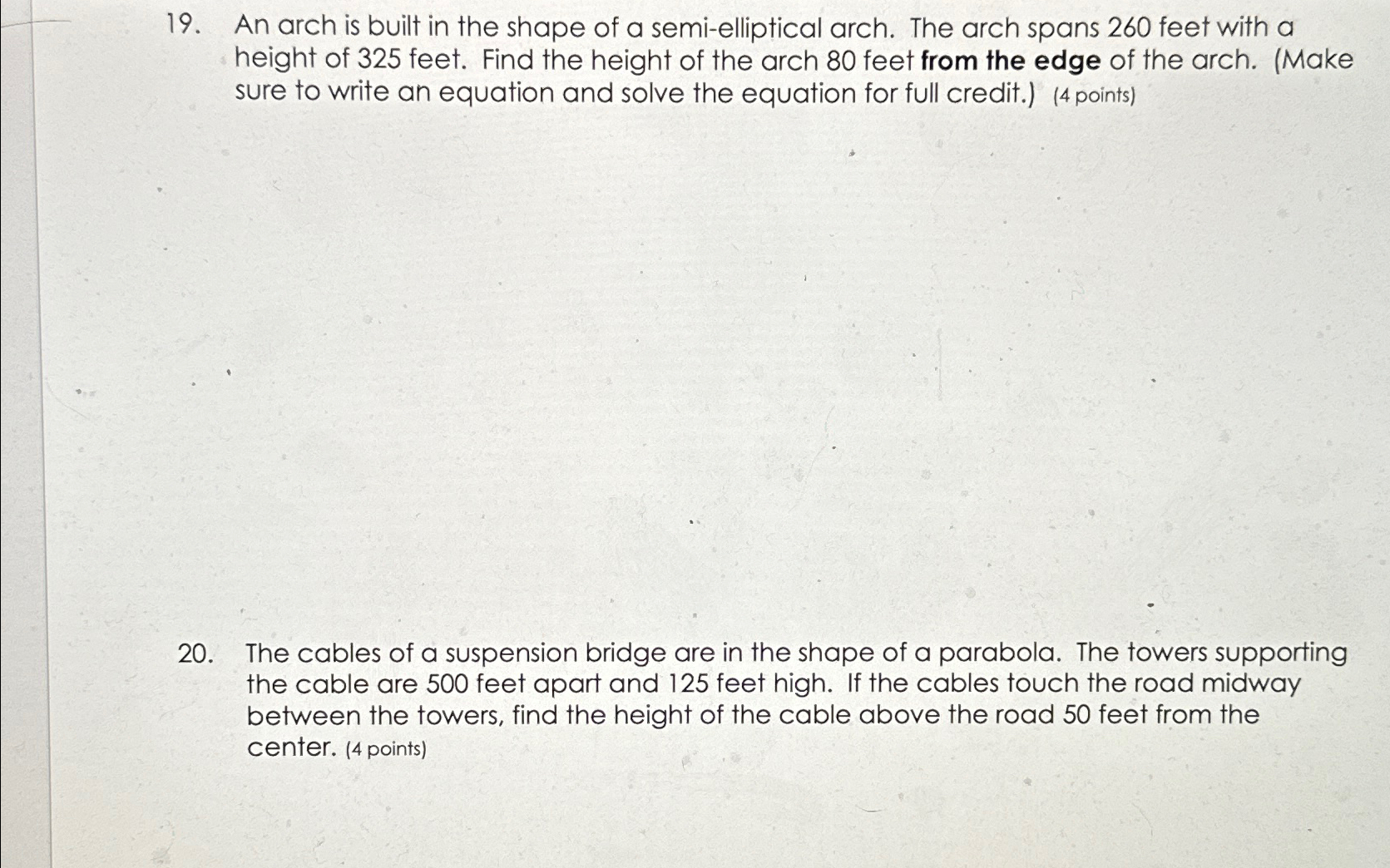 Solved An arch is built in the shape of a semi-elliptical | Chegg.com