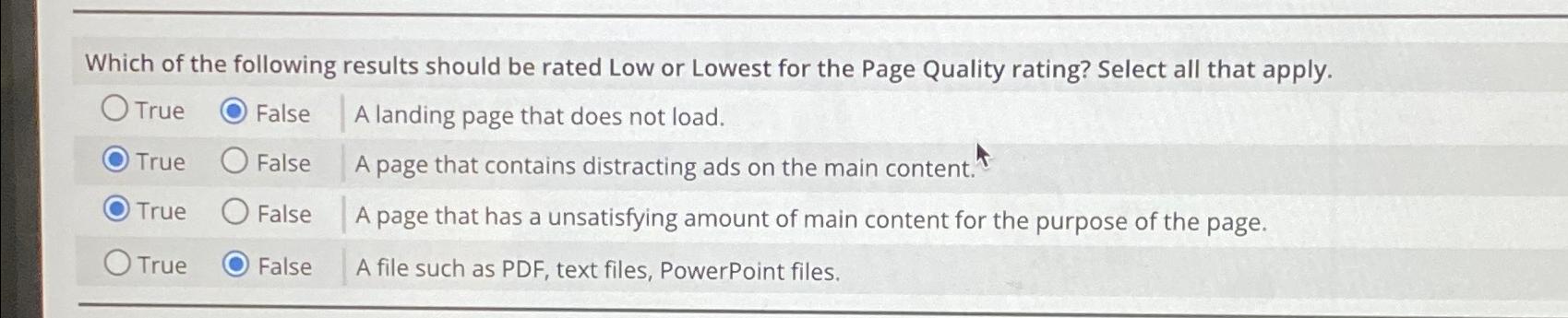 Solved Which of the following results should be rated Low or | Chegg.com
