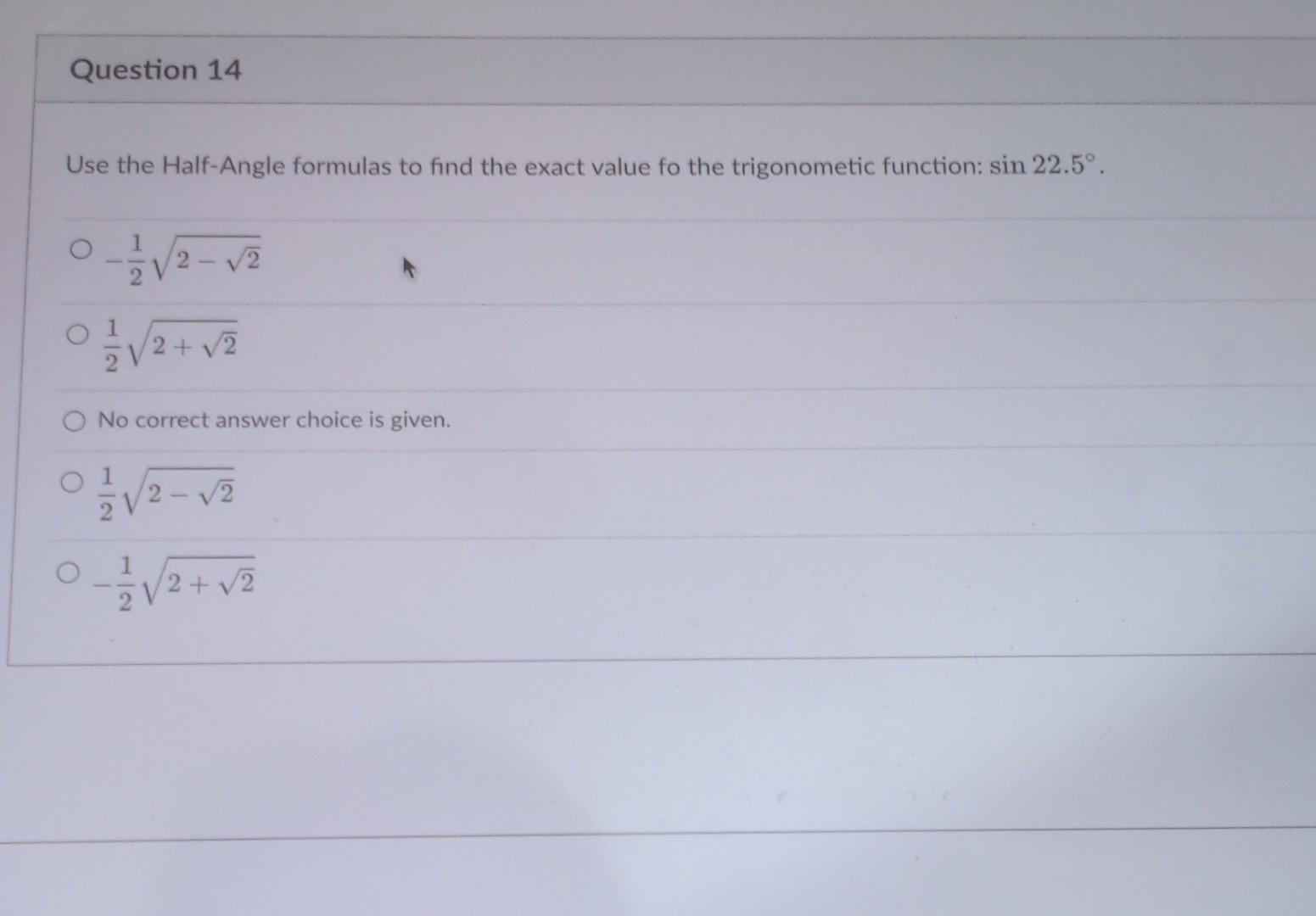 Solved Use the Half-Angle formulas to find the exact value | Chegg.com