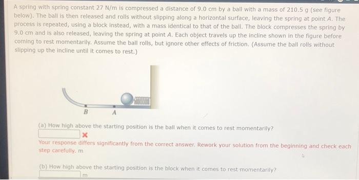 Solved A spring with spring constant 27 N/m is compressed a | Chegg.com