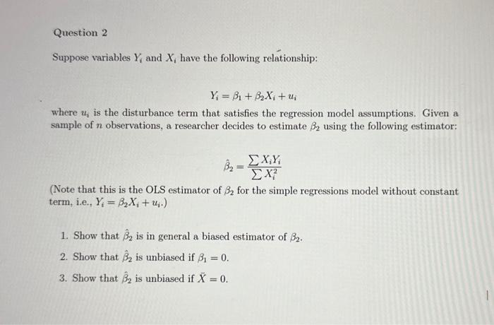 Solved Suppose variables Yi and Xi have the following | Chegg.com