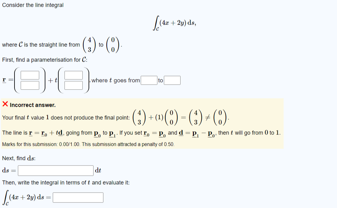 Consider the line integral∫C﻿(4x+2y)dswhere C ﻿is the | Chegg.com