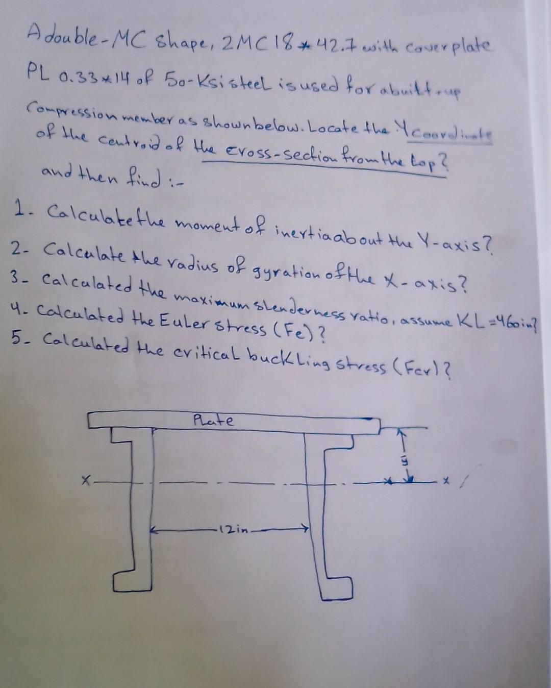 Solved A double-MC shape, 2MC 18*42.7 with coverplate PL | Chegg.com