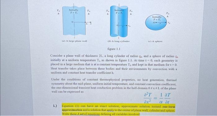 Solved (c) A shere figure 1.1 Consider a plane wall of | Chegg.com