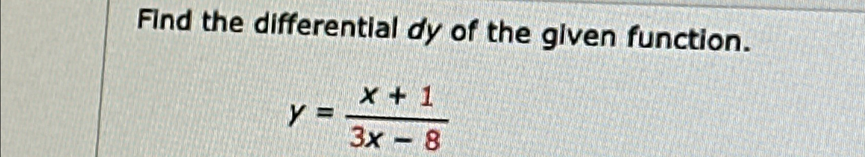 Solved Find the differential dy ﻿of the given | Chegg.com