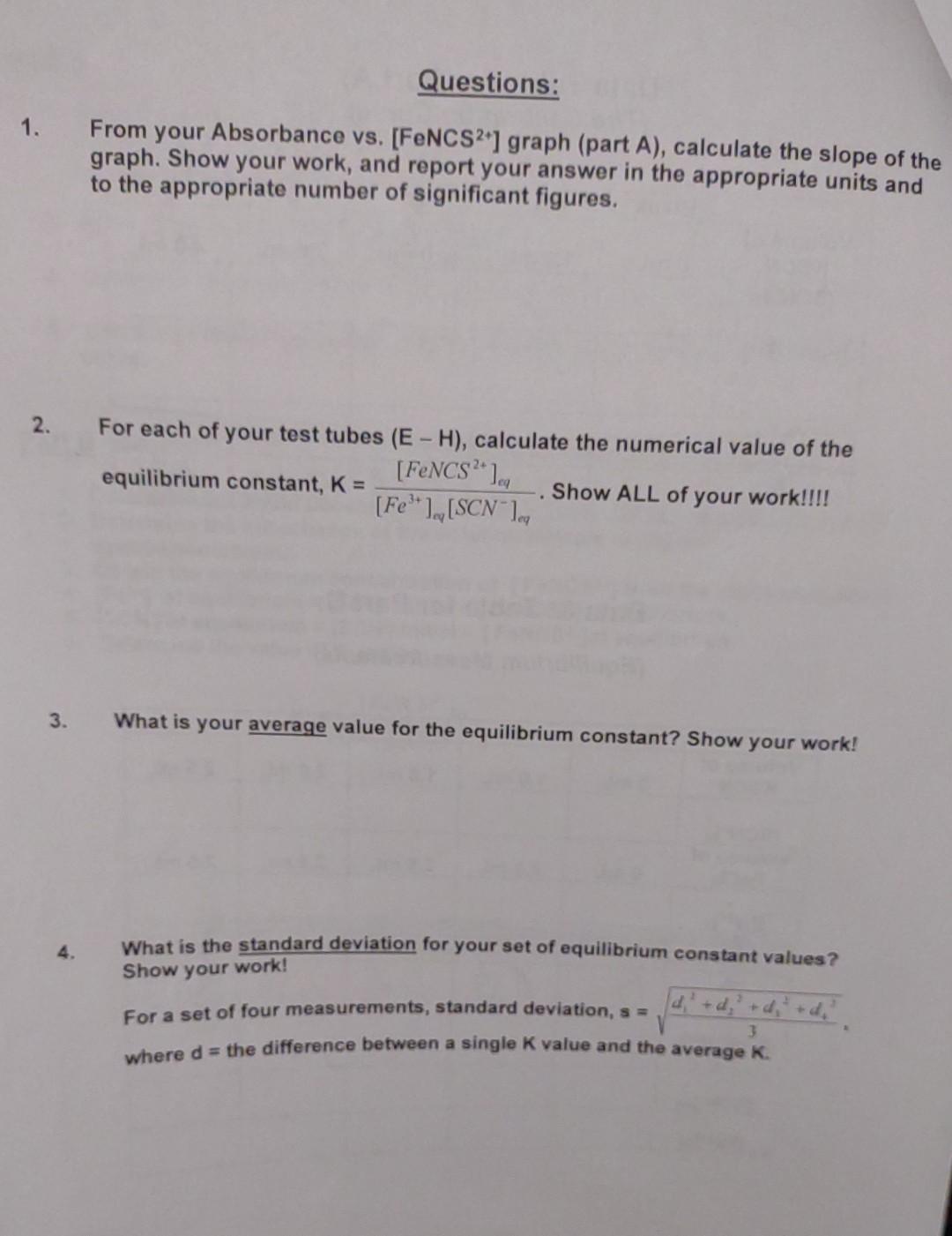 Data Table for Part A: (The Calibration Curve) Data | Chegg.com
