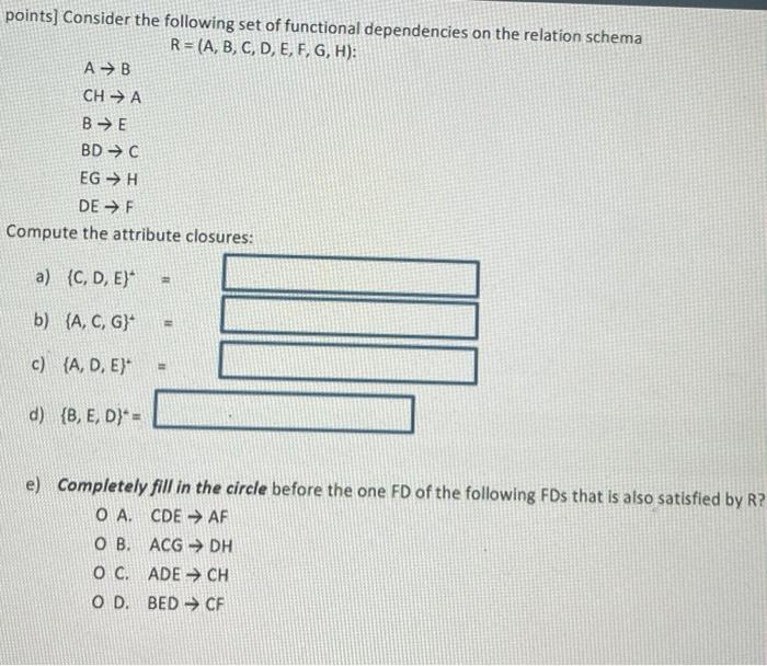 Solved A→BCH→AB→EBD→CEG→HDE→F Compute the attribute | Chegg.com