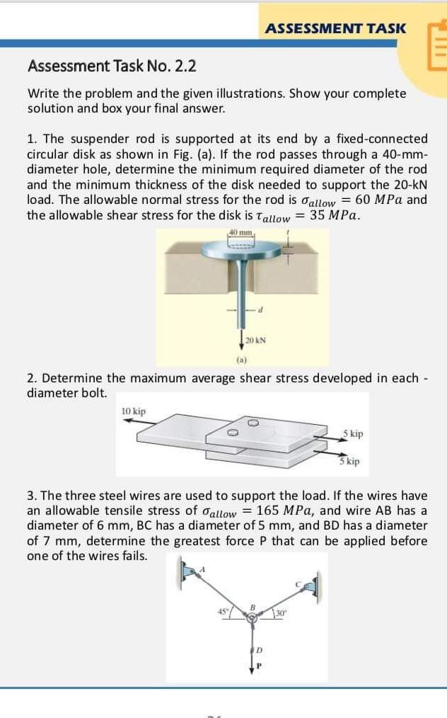 Solved ASSESSMENT TASK 4. The lap joint is connected by | Chegg.com