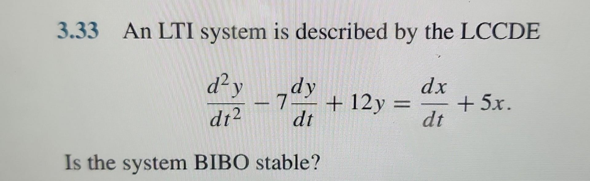 Solved 3.33 An LTI system is described by the LCCDE | Chegg.com