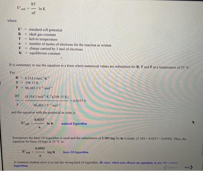 Solved Use standard reduction potentials to calculate the | Chegg.com