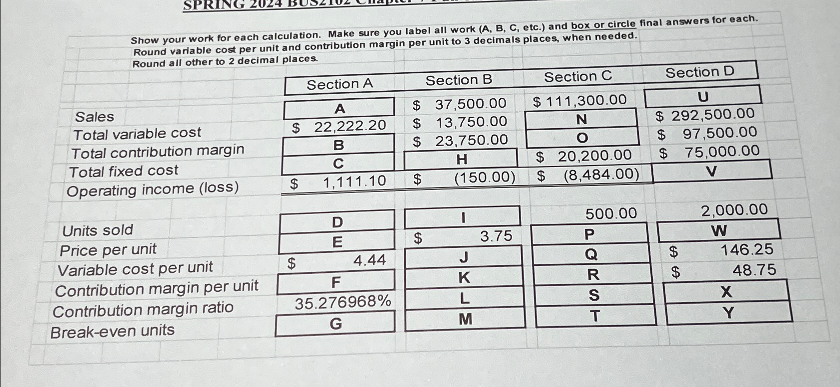 Solved Show your work for each calculation. Make sure you | Chegg.com