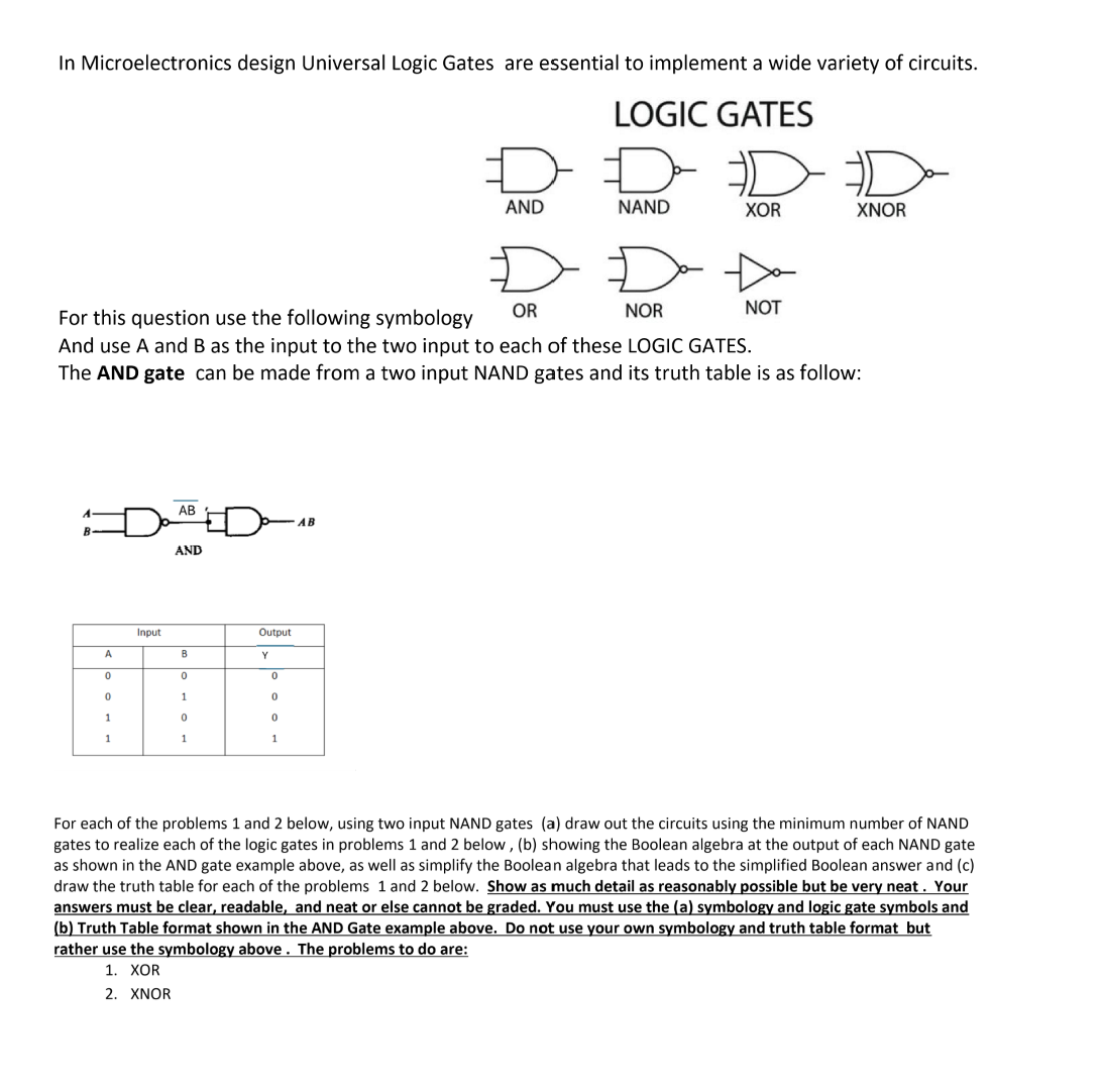 Solved In Microelectronics Design Universal Logic Gates Are