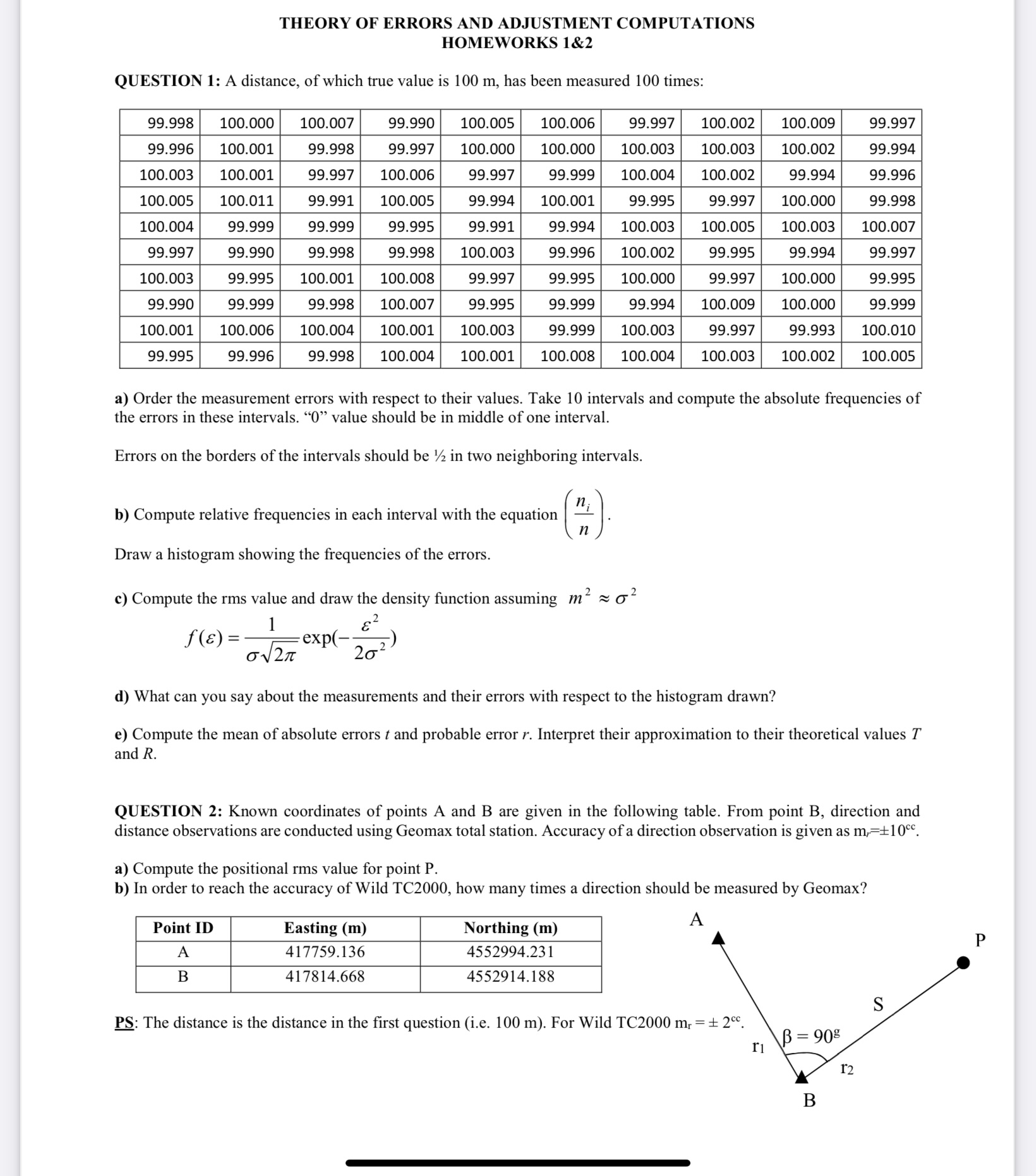 Solved THEORY OF ERRORS AND ADJUSTMENT COMPUTATIONS | Chegg.com