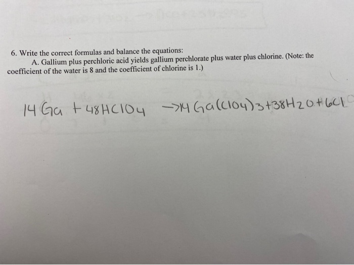 Solved 6. Write the correct formulas and balance the | Chegg.com