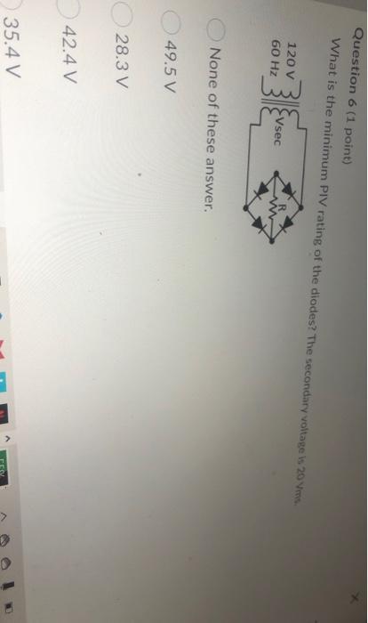 Solved Question 6 (1 point) What is the minimum PIV rating | Chegg.com