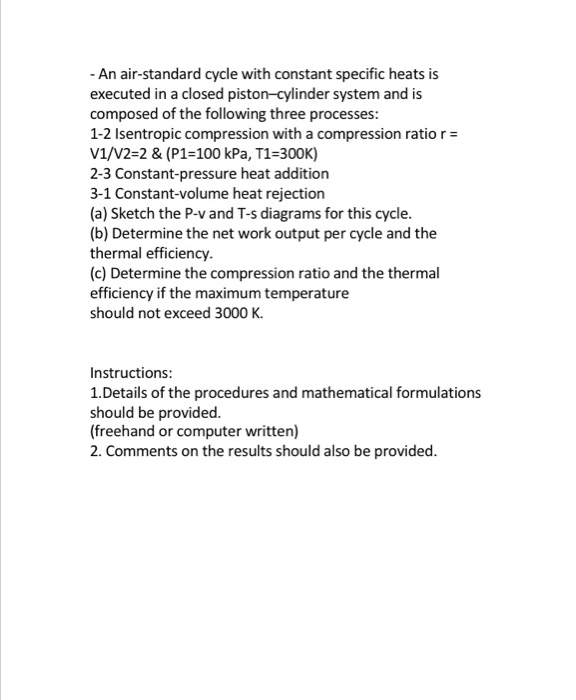 Solved - An air-standard cycle with constant specific heats | Chegg.com