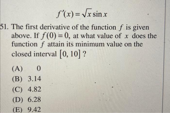 Solved f′(x)=xsinx 1. The first derivative of the function f | Chegg.com