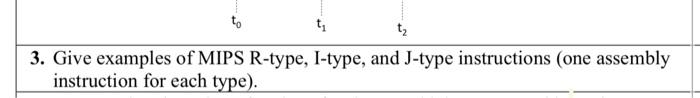 Solved 3. Give examples of MIPS R-type, I-type, and J-type | Chegg.com